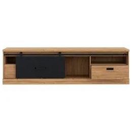 Lowboard FORTE "KaszimiroTV-Board, TV-Schrank", schwarz (waterford eiche, schwarz), B:203,1cm H:56,2cm T:52cm, Holzwerkstoff, Sideboards, Lowboard