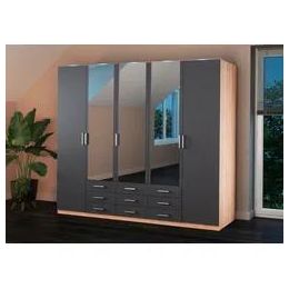 Kleiderschrank Priess "Amsterdam", schwarz (artisan eiche, schwarz), B:230cm H:193cm T:56cm, Holzwerkstoff, Schr&auml;nke, Kleiderschrank, mit oder ohne LED-Beleuchtung
