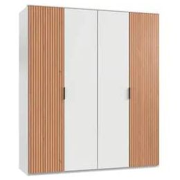 Dreht&uuml;renschrank wimex "Tunis", wei&szlig; (wei&szlig;, au&szlig;ent&uuml;ren akustiklamellen nachbildung artisan eiche nachbildung), B:180cm H:210cm T:58cm, Holzwerkstoff, Schr&auml;nke, Dreht&uuml;renschrank, inklusive Kranzleiste, T&uuml;ren in Lamellen Optik