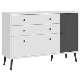 Sideboard FORTE "Harllson EasyKlix by FORTE, fast ganz ohne Werkzeug", wei&szlig; (wei&szlig;, uni wolfram grau), B:124,5cm H:86,5cm T:41,5cm, FSC-zertifizierter Holzwerkstoff, Sideboards, Sideboard, Aufbau schnell und genial