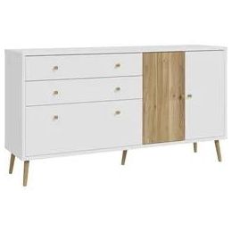 Sideboard FORTE "Harllson EasyKlix by FORTE, fast ganz ohne Werkzeug", wei&szlig; (wei&szlig;, mauvella eiche), B:159,2cm H:86,5cm T:41,5cm, FSC-zertifizierter Holzwerkstoff, Sideboards, Sideboard, Aufbau schnell und genial