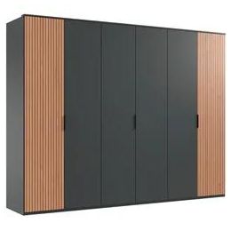 Dreht&uuml;renschrank wimex "Tunis", schwarz (graphit, au&szlig;ent&uuml;ren akustiklamellen nachbildung artisan eiche nachbildung), B:270cm H:210cm T:58cm, Holzwerkstoff, Schr&auml;nke, Dreht&uuml;renschrank, inklusive Kranzleiste, T&uuml;ren in Lamellen Optik