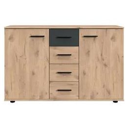 Kombikommode wimex "Budapest", grau (viking oak, graphit), B:130cm H:83cm T:41cm, Holzwerkstoff, Sideboards, Kombikommode, 2-t&uuml;rig mit 4 Schubladen, 130cm breit