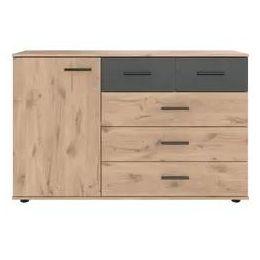 Kombikommode wimex "Budapest", grau (viking oak, graphit), B:130cm H:83cm T:41cm, Holzwerkstoff, Sideboards, Kombikommode, 1-t&uuml;rig mit 5 Schubladen, 130cm breit