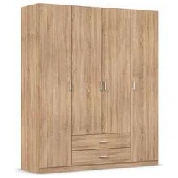 Dreht&uuml;renschrank Rauch "Kleiderschrank Garderobe GAMMA Breiten 91/136/181/226/271/315/360 cm", braun (eiche sonoma, griffe alu), B:181cm H:210cm T:54cm, Holzwerkstoff, Schr&auml;nke, Dreht&uuml;renschrank, mit Schubladen, verschiedene Griff-Varianten TOPSELLER MADE IN GERMANY