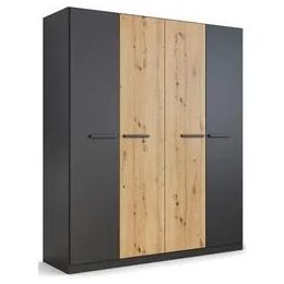 Dreht&uuml;renschrank Rauch "Kleiderschrank Schrank Garderobe Garderobenschrank Stauraumwunder MODI", grau (graumetallic, eiche artisan), B:181cm H:210cm T:54cm, Holzwerkstoff, Schr&auml;nke, Dreht&uuml;renschrank, optional mit Spiegel MADE IN GERMANY