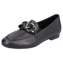 Loafer Remonte, Damen, Gr. 42, schwarz, Leder, Schuhe Loafer, Slipper, Businness Schuh mit auff&auml;lliger Zierkette