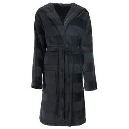 Unisex-Bademantel Vossen "Santiago, ideal f&uuml;r Sauna & Spa, Hotelbademantel, Morgenmantel" Gr. S, schwarz, L:110cm, Webfrottier, Hausm&auml;ntel