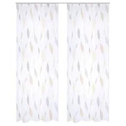 Vorhang Home Wohnideen "PAOLO" Gr. 1, gelb, B:140cm H:145cm, Voile, Polyester, Gardinen, 2er Pack Kr&auml;uselbandschal PAOLO bedruckt