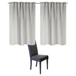 Vorhang HOME BASICS "BLACKY" Gr. 2, grau, B:140cm H:175cm, Polyester, Gardinen, 2er Pack Kombibandschal BLACKY Uni