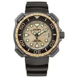 Taucheruhr Citizen "Promaster Diver", schwarz (schwarz, beige), Armbanduhren, Herren, Armbanduhr, Herrenuhr, Solar, bis 20 bar wasserdicht, Datum