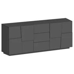 Sideboard Home Affaire "Pongo", schwarz (anthrazit matt), B:220cm H:86cm T:44,2cm, Spanplatte, Sideboards, Sideboard