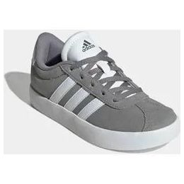 Sneaker Adidas SPORTSWEAR "VL COURT 3.0", M&auml;dchen, Gr. 32, grau (grau three, cloud wei&szlig;, grau two), Leder, Synthetik, Schuhe Sneaker, inspiriert vom Design des Adidas samba, f&uuml;r Kinder & Jugendliche
