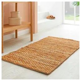 Teppich ANDIAMO "Manaus", beige (creme), B:65cm H:10mm L:130cm, Obermaterial: 80% Jute, 20% Baumwolle, Teppiche, Teppich, Jute-Teppich, handweb, Naturfaser, Wohnzimmer