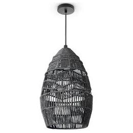 Paco Home Pendelleuchte "VILLA", schwarz, &Oslash; 20cm H: 35cm, Leuchten, H&auml;ngeleuchte LED Esstisch Lampe Boho Papier E27 Natur, Pendelleuchte