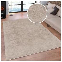 Hochflor-Teppich OTTO HOME "Silky, besonders weich und kuschelig, sehr dichte Qualit&auml;t" Gr. 2, beige (sand), B:80cm H:33mm L:150cm, Kunstfaser, Teppiche, rutschhemmend beschichtet, waschbar, uni, Wohnzimmer, Schlafzimmer