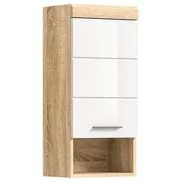H&auml;ngeschrank Welltime "SIENA, Breite 37cm, 1 T&uuml;r, 1 offenes F&auml;cher, 1 Einlegeboden, MDF-Front", wei&szlig; (sonoma eiche hell, wei&szlig; hochglanz), B:37cm H:79cm T:24cm, FSC-zertifizierter Holzwerkstoff, Schr&auml;nke, H&auml;ngeschrank, in verschiedenen Farben erh&auml;ltlich, Badm&ouml;bel, Badschrank, Schrank, Bad
