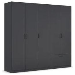 Dreht&uuml;renschrank Rauch "Kleiderschrank Schrank Garderobe W&auml;scheschrank BARI", grau (graumetallic), B:225cm H:210cm T:54cm, Holzwerkstoff, Schr&auml;nke, Dreht&uuml;renschrank, mit Schubasten au&szlig;en, moderner Griff in Graumetallic MADE IN GERMANY