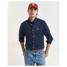 Langarmhemd Gant "Slim Fit Popeline Hemd leichte Baumwolle strapazierf&auml;hig pflegeleicht", Herren, Gr. 3XL, N-Gr, blau (marine), Popeline, Obermaterial: 100% Baumwolle, unifarben, slim fit h&uuml;ftbedeckend, mit Knopf,&Auml;rmel mit &Auml;rmelschlitz runde 1-Knopf-Manschette, Hemden, mit klassischer Logostickerei auf der Brust