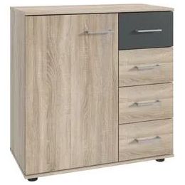 Kombikommode wimex "Taiga", grau (eiche s&auml;gerau nachbildung, graphit), B:81cm H:83cm T:41cm, Holzwerkstoff, Sideboards, Kombikommode, 1 t&uuml;rig und 4 Schubladen