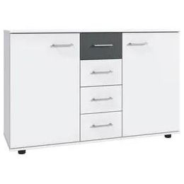 Kombikommode wimex "Taiga", wei&szlig; (wei&szlig;, graphit), B:130cm H:83cm T:41cm, Holzwerkstoff, Sideboards, Kombikommode, obere Schublade in Absatzfarbe oder uni wei&szlig;