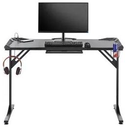 Gamingtisch BEGA OFFICE "BC3110", schwarz (schwarz, edelstahl schwarz), B:120cm H:76cm T:60cm, Tische, Schwarz inkl. RGB-LED Farbwechselbeleuchtung inkl. USB Station
