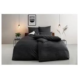 Bettw&auml;sche Bruno Banani "Jassen", schwarz (schwarz, grau), B/L: 135cm x 200cm, 1 Stk., 1 Stk., Renforc&eacute;, B/L: 80cm x 80cm, 2, Renforc&eacute;, Obermaterial: 100% Baumwolle, Bettw&auml;sche, Bettw&auml;sche, moderne Bettw&auml;sche aus Baumwolle, Bettw&auml;sche mit Streifen-Design
