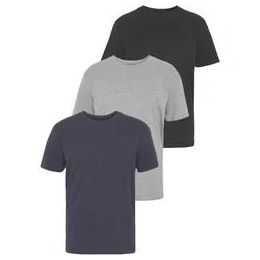 MAN'S WORLD T-Shirt MAN'S WORLD "neue Farben", Herren, Gr. 44/46 (S), schwarz (grau, marine, schwarz), Single Jersey, Obermaterial: 100% Baumwolle. Obermaterial Melange: 90% Baumwolle, 10% Viskose, meliert, unifarben, Basic, normal, Rundhals, normaler Saum, Shirts T-Shirt, Kurzarm, unifarben, Rundhals, aus Baumwolle, Topseller