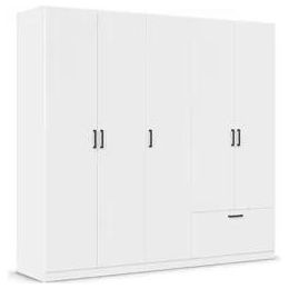 Dreht&uuml;renschrank Rauch "Kleiderschrank Schrank Garderobe W&auml;scheschrank BARI", wei&szlig; (alpinwei&szlig;), B:225cm H:210cm T:54cm, Holzwerkstoff, Schr&auml;nke, Dreht&uuml;renschrank, mit Schubasten au&szlig;en, moderner Griff in Graumetallic MADE IN GERMANY