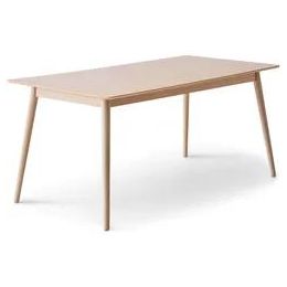Esstisch HAMMEL FURNITURE "Meza Designtisch mit Auszugsfunktion und 2 Einlegeplatten", beige (natur, natur, natur), B:165cm H:74cm T:90cm, Tischplatte: Wei&szlig;pigmentiertes, matt lackiertes Eichenfurnier (nat&uuml;rliche MDF-Kante). Gestell: Massive Eiche., Tische, Esstisch, abgerundete Tischplatte MDF, Massivholzgestell, in zwei Breiten