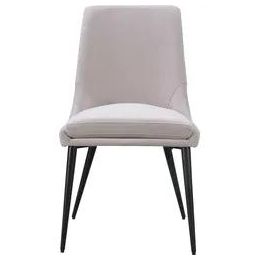 Esszimmerstuhl LEONIQUE "Winston Esszimmertsuhl in Ash Grey", grau (ash grau, schwarz), 1 Stk., St&uuml;hle, Polsterstuhl Esszimmerstuhl 4-Fu&szlig;-Stuhl, Polsterstuhl, wei&szlig;, Leinenoptik, schwarze Beine, Retrostil, 51x58x94