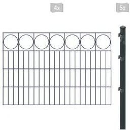 Doppelstabmattenzaun Arvotec "ESSENTIAL 80 zum Einbetonieren "Ring" mit Zierleiste", grau (anthrazit), H:80cm, Kunststoff, Stahl, Zaunelemente, Zaunh&ouml;he 80 cm, Zaunl&auml;nge 2 - 60 m