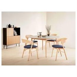 Esstisch HAMMEL FURNITURE "Meza Designtisch mit Auszugsfunktion und 2 Einlegeplatten", grau (, natur, grau keramik, natur, grau keramik), B:135cm H:74,5cm T:135cm, Tischplatte: Keramik. Eingenlegeplatten: Wei&szlig;pigmentiertes, matt lackiertes Eichenfurnier. Gestell: Massive Eiche, Tische, Esstisch, runde Tischplatte aus Keramik, Massivholzgestell