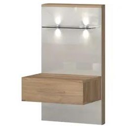 Nachtkonsole OTTO HOME "Gala, beige hochgl&auml;nzend UV lackiert und melaminbeschichtet, kratzfest", beige (beige, pacific walnut), B:56cm H:100cm T:47cm, Holzwerkstoff, MDF, Sideboards, Nachtkonsole, mit Beleuchtung,wahlweise rechte oder linke Bedienung,FSC-zertifiziert