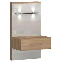 Nachtkonsole OTTO HOME "Gala, beige hochgl&auml;nzend UV lackiert und melaminbeschichtet, kratzfest", beige (beige, pacific walnut), B:56cm H:100cm T:47cm, Holzwerkstoff, MDF, Sideboards, Nachtkonsole, mit Beleuchtung,wahlweise rechte oder linke Bedienung,FSC-zertifiziert