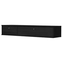 TV-Board HAMMEL FURNITURE "Mistral Fernsehschrank, Medienm&ouml;bel, H&auml;ngend", schwarz (schwarz gebeizt), B:133cm H:22,4cm T:32,5cm, Holzwerkstoff, MDF, Massivholz, Sideboards, TV-Board, Schublade und Klappt&uuml;r, Lowboard, B: 133 cm