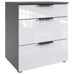 Nachtkommode wimex "level36 D by fresh to go", grau (korpus graphit, front lack wei&szlig;), B:54cm H:61cm T:41cm, Holzwerkstoff, Sideboards, mit soft-close Funktion und Lackfronten, 3 Schubladen