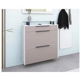 borchardt M&ouml;bel Schuhschrank BORCHARDT M&Ouml;BEL "Tom, H&auml;ngeschrank mit Glasablage und Metallgriffen", beige (wei&szlig; matt, cappuccino), B:89cm H:96cm T:24cm, Holzwerkstoff, Schr&auml;nke, Schuhschrank