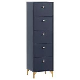 Kommode Schildmeyer "Alfa", blau (nachtblau), B:40,1cm H:142cm T:40cm, FSC-zertifizierter Holzwerkstoff, Sideboards, Kommode, 5 Schubladen