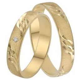 Trauring Firetti "Schmuck Geschenk Gold 375 Hochzeit Ehering "LIEBE" Welle" Gr. 17, gold (gelbgoldfarben), Fingerringe, Damen, 17, 0,01 SI = kleine Einschl&uuml;sse mit Brillant, Gelbgold 585, 4mm, Trauring, Made in Germany, wahlweise mit oder ohne Brillant