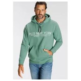 H.I.S. Sweatshirt H.I.S, Herren, Gr. 3XL (64/66), gr&uuml;n, Sweatware, Obermaterial: 60% Baumwolle, 40% Polyester, bedruckt, normal, Sweatshirts Sweatshirt, bedrucktes Design, mit Kapuze und Kordel, aus Baumwollmischung