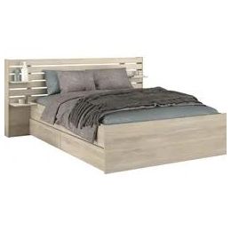 Stauraumbett Parisot "Escale", beige (157, japanische eiche nachbildung, 157, japanische eiche nachbildung, 157, japanische eiche nachbildung), B:202,8cm H:99cm L:217cm, Betten, Stauraumbett, inklusive 2 Schubk&auml;sten auf Rollen