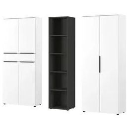 B&uuml;rom&ouml;bel-Set Germania "Mailand", wei&szlig;, Holzwerkstoff, Arbeitsm&ouml;bel-Sets, B&uuml;rom&ouml;bel-Set, inkl. 2 Aktenschr&auml;nken und Aktenregal