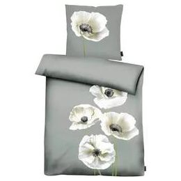 Bettw&auml;sche Apelt "Poppy Gots", grau, B/L: 135cm x 200cm, 1 Stk., 1 Stk., Mako-Satin, B/L: 80cm x 80cm, 2 Stk., Mako-Satin, Obermaterial: 100% Baumwolle, Bettw&auml;sche, Bettw&auml;sche, Bio-Baumwolle, Pflegeliecht