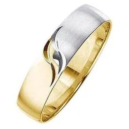 Trauring Firetti "Schmuck Geschenk Gold 375 Hochzeit Ehering Trauring "LIEBE" Gr. 18, gold (gelbgoldfarben, wei&szlig;goldfarben), Fingerringe, Damen, 18, ohne Brillant, Gelbgold 375, 5mm, Trauring, wahlweise mit oder ohne Brillant