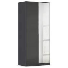 Dreht&uuml;renschrank OTTO HOME "Kleiderschrank Schrank Garderobe AGORDO mit Dekor- oder Hochglanzfront", grau (graumetallic, effektgrau hochglanz), B:91cm H:210cm T:54cm, Holzwerkstoff, Schr&auml;nke, Dreht&uuml;renschrank, durchdachte Innenausstattung, in 8 Breiten und 2 H&ouml;hen MADE IN GERMANY