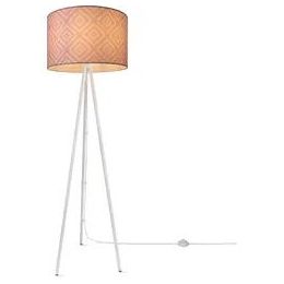 Paco Home Stehlampe "Trina Stella", wei&szlig;, H: 148,5cm, Leuchten, Dreibein Modern Stofflampenschirm Vintage Design Textil Wohnzimmer, Stehlampe