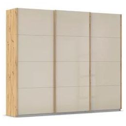 Schwebet&uuml;renschrank OTTO HOME "Kleiderschrank Schrank Garderobe AGORDO mit Glasfront", beige (eiche artisan, glas beige (champagner)), B:271cm H:229cm T:62cm, Holzwerkstoff, Schr&auml;nke, Schwebet&uuml;renschrank, durchdachte Innenausstattung, in 4 Breiten und 2 H&ouml;hen MADE IN GERMANY, Topseller