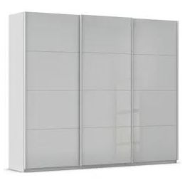 Schwebet&uuml;renschrank OTTO HOME "Kleiderschrank Schrank Garderobe AGORDO mit Glasfront", grau (seidengrau, glas seidengrau), B:271cm H:229cm T:62cm, Holzwerkstoff, Schr&auml;nke, Schwebet&uuml;renschrank, durchdachte Innenausstattung, in 4 Breiten und 2 H&ouml;hen MADE IN GERMANY
