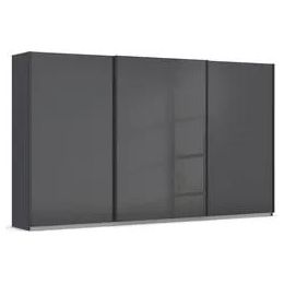 Schwebet&uuml;renschrank OTTO HOME "Kleiderschrank Schrank Garderobe AGORDO mit Glasfront", grau (graumetallic, glas basalt), B:360cm H:210cm T:62cm, Holzwerkstoff, Schr&auml;nke, Schwebet&uuml;renschrank, durchdachte Innenausstattung, in 4 Breiten und 2 H&ouml;hen MADE IN GERMANY, Topseller